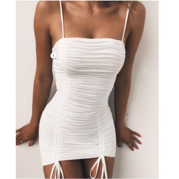 Tiger Mist | Dresses | Tiger Mist Zion Sexy Ruched Mini Dress White | Poshmark